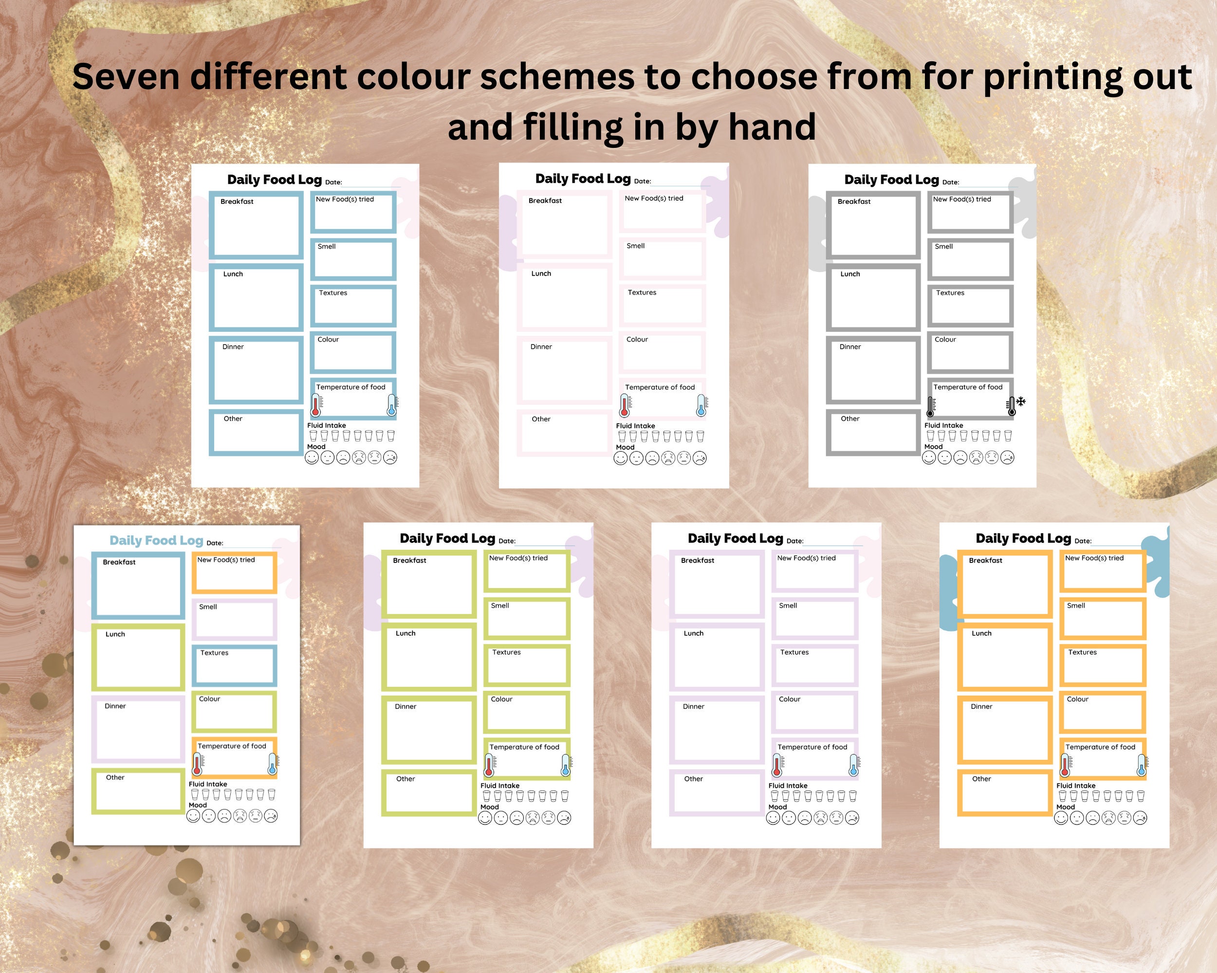 Daily Food Log. Food Tracker. Food Journal. Food Diary. Food Log. Meal ...