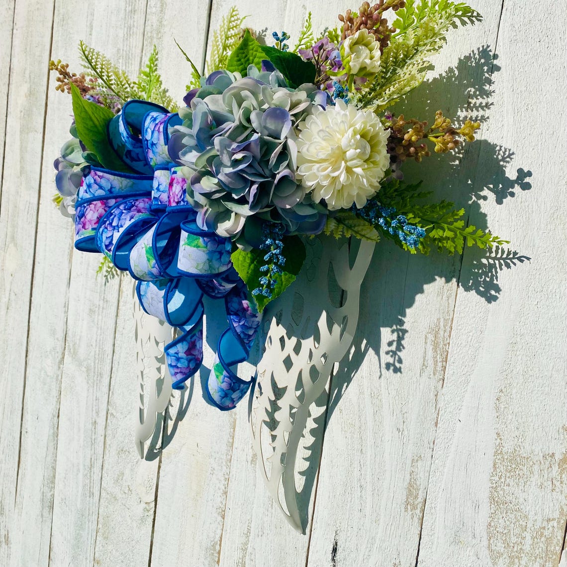 Heavenly Angel Wings Floral Arrangement – Memorial Wall Decor – Real ...