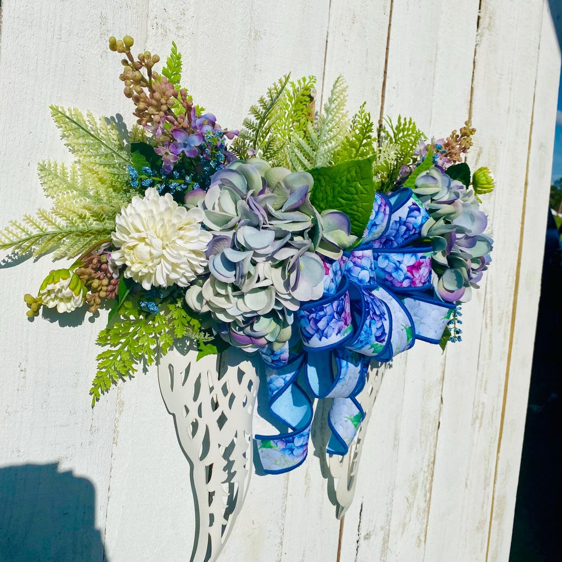 Heavenly Angel Wings Floral Arrangement – Memorial Wall Decor – Real ...