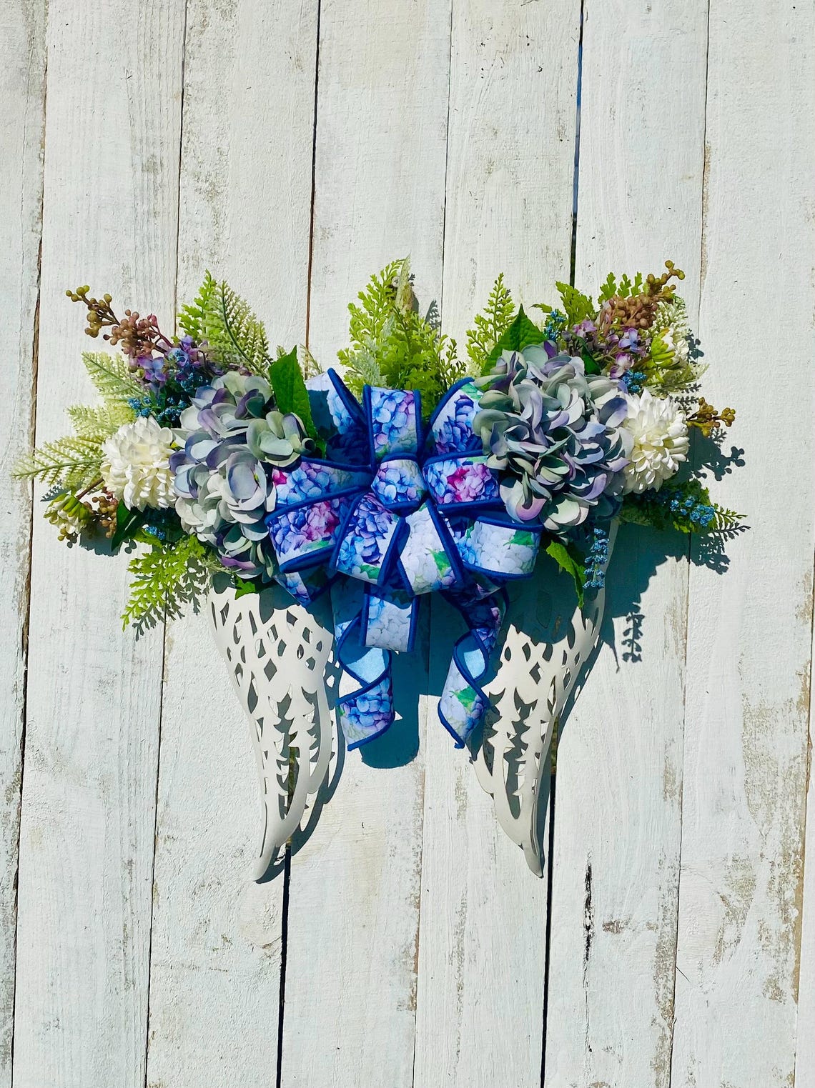 Heavenly Angel Wings Floral Arrangement – Memorial Wall Decor – Real ...