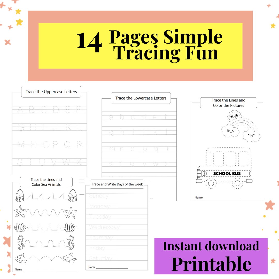 Printable Tracing Worksheet Bundle Alphabet Number Letters - Etsy