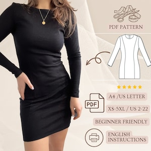 Bodycon Dress Pattern | XS-5XL PDF | Mini Dress Pattern | Strech Dress ...