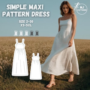 Simple Maxi Dress Sewing Pattern – PDF Dress Pattern With English ...