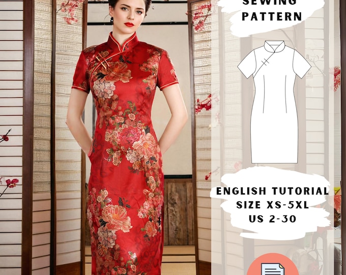 Vintage Cheongsam Dress, Blue and Gold Asian Dress, Gold Bamboo Print ...