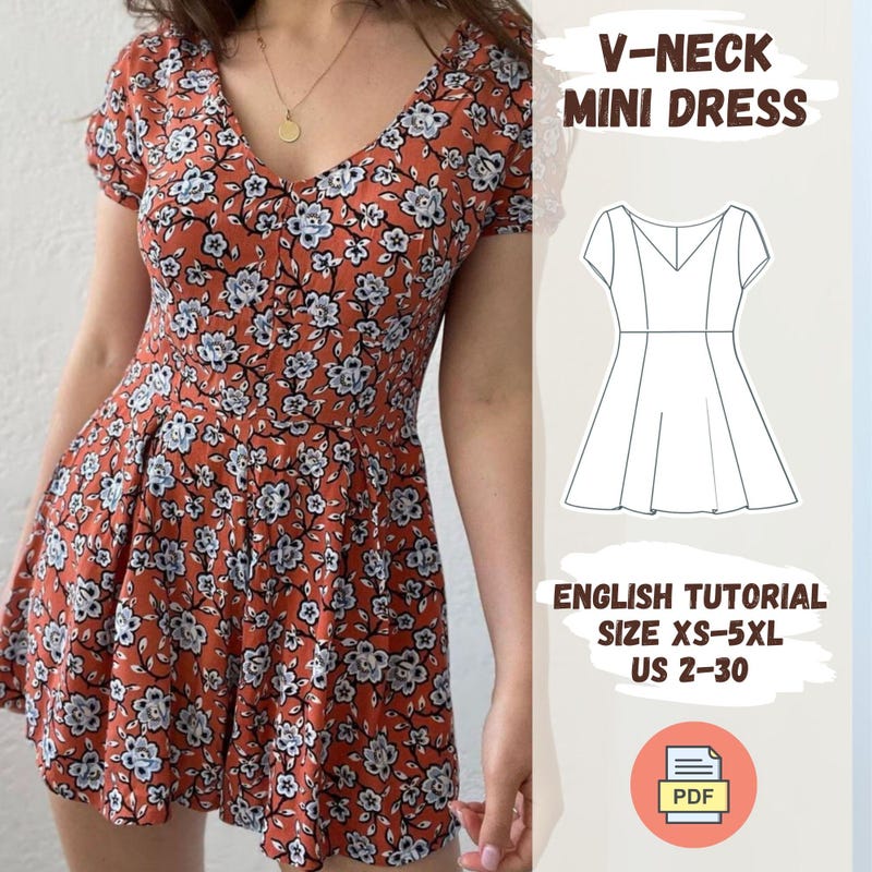 Short Dress Pattern - Etsy