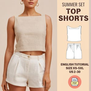 Summer Set Top and Shorts PDF Sewing Pattern With English Tutorial ...