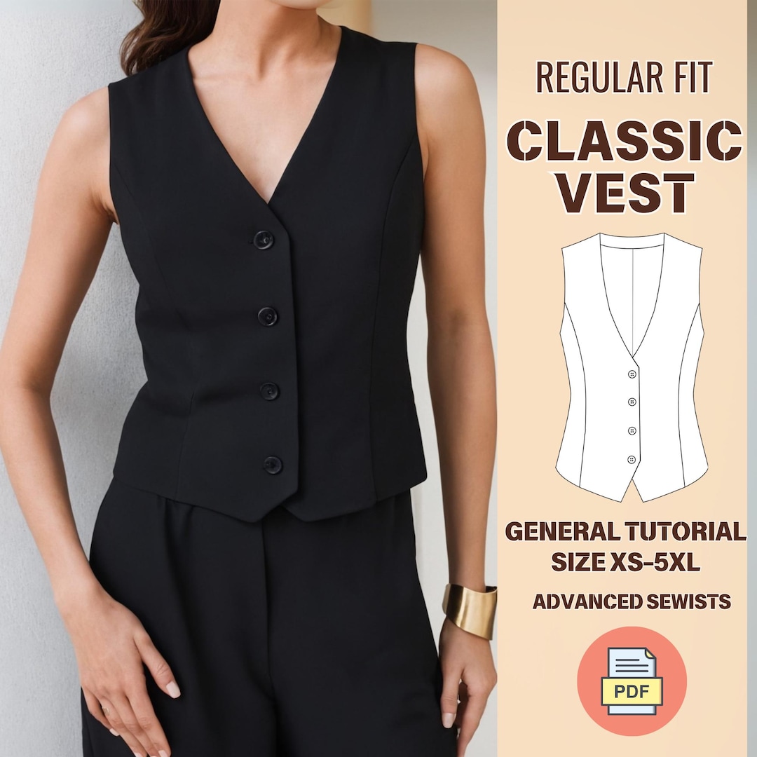 Vest Sewing Pattern PDF, Women's Tailored Waistcoat Pattern, Digital ...