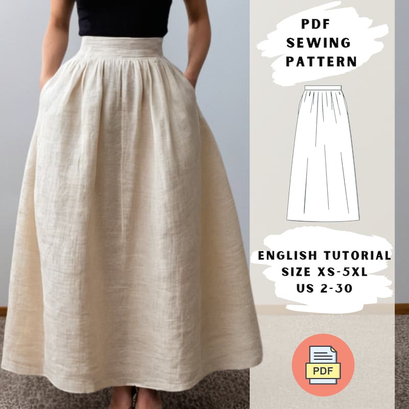 Linen Gathered Full Skirt - Etsy
