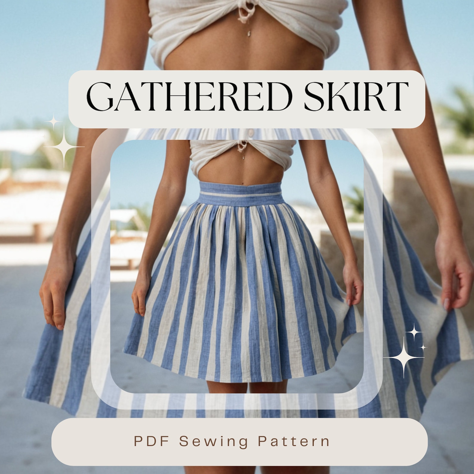 Linen Skirt Sewing Pattern | Gathered Waist | Waistband Skirt | Below ...