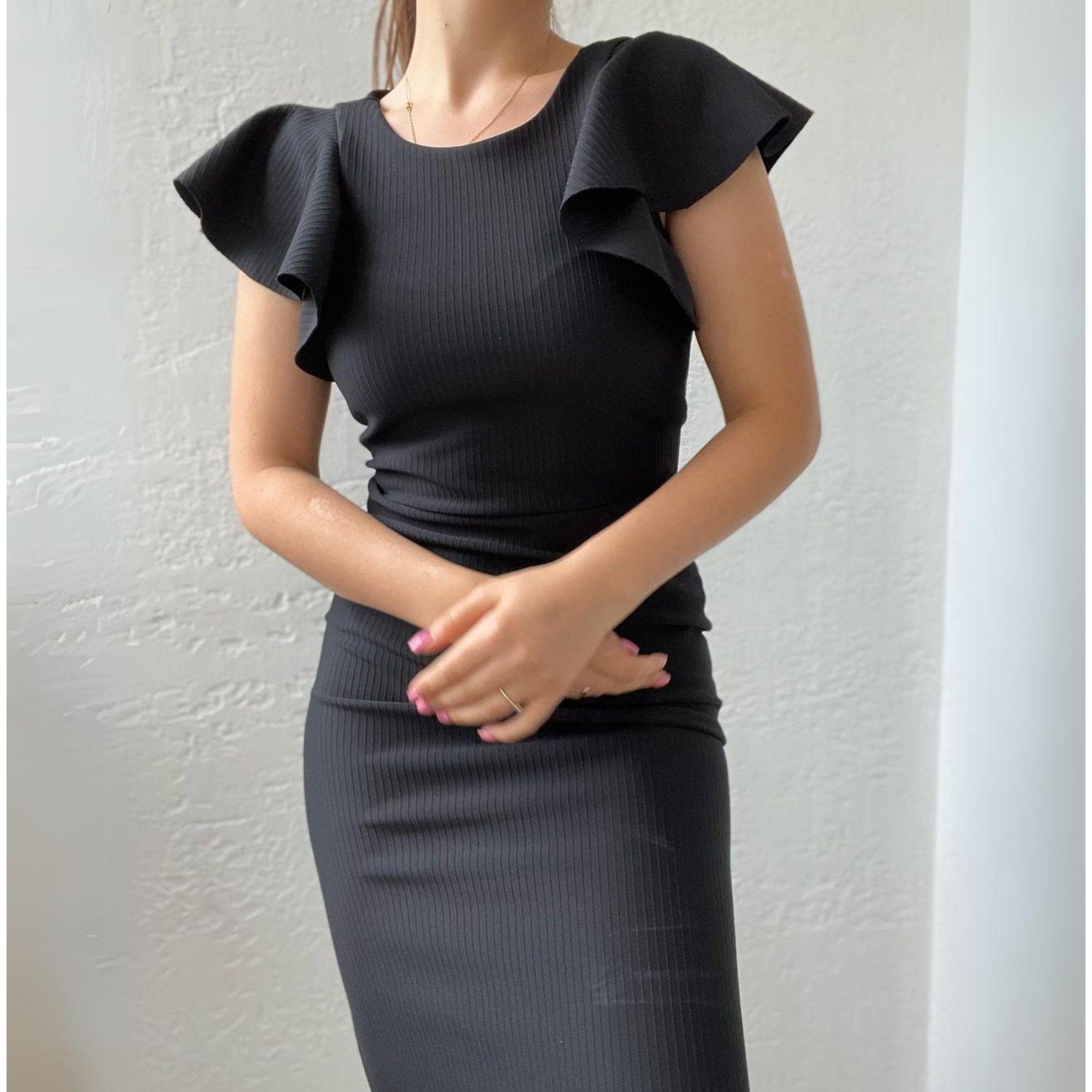 Pencil Dress Sewing Pattern, Ruffled Sleeve Dress Pattern, Shift Dress ...