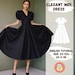 Elegant Black Bishop Sleeve Party Dress | Timeless V-neck Full Skirt ...