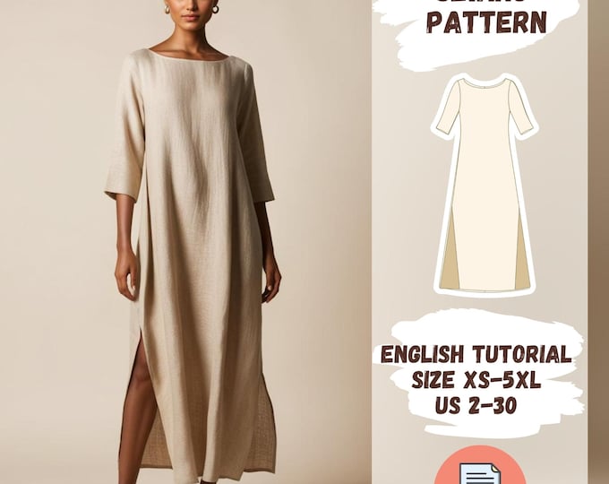 Linen Maxi Dress Sewing Pattern - PDF, Sleeveless Boho Summer Dress ...