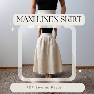 Linen Maxi Skirt Sewing Pattern | Gathered Full-length Skirt PDF ...