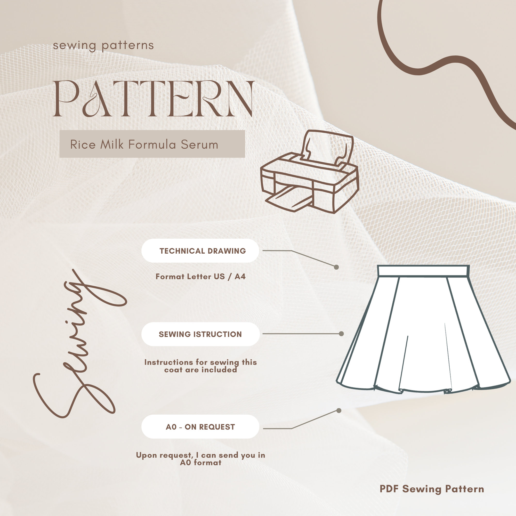 School Skirt PDF Sewing Pattern / Easy Womens Circle Skirt Pattern / XS ...