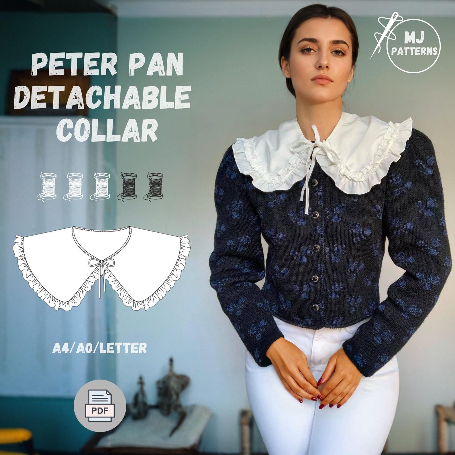 Oversized Ruffle Detachable Collar | Sewing Collar Pattern | Peter Pan ...