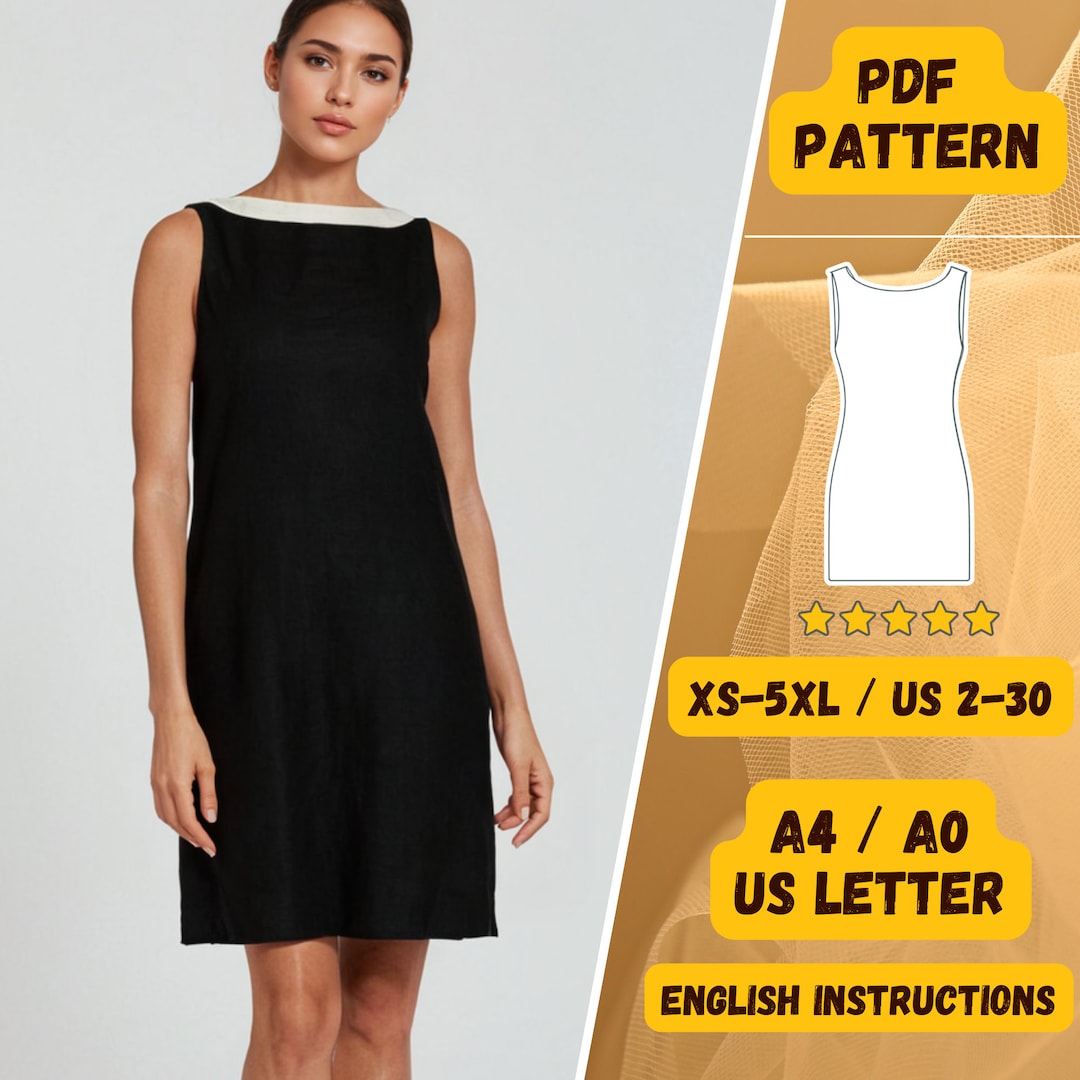 Simple A-line Dress Sewing Pattern Pdf | XS-5XL | Easy DIY Summer Dress ...