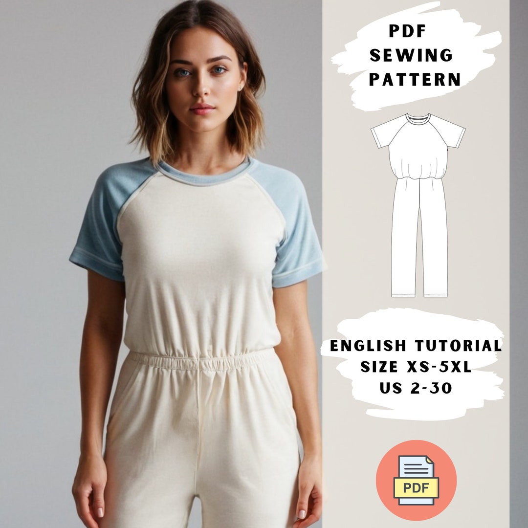 Reglan Sleeve Jumpsuit PDF Sewing Pattern | Comfortable Women's ...