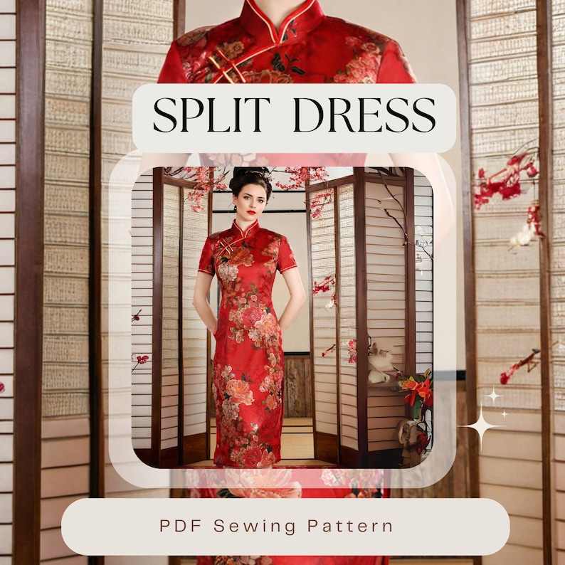 Cheongsam Dress Sewing Pattern PDF | Chinese Qipao Sewing Pattern ...
