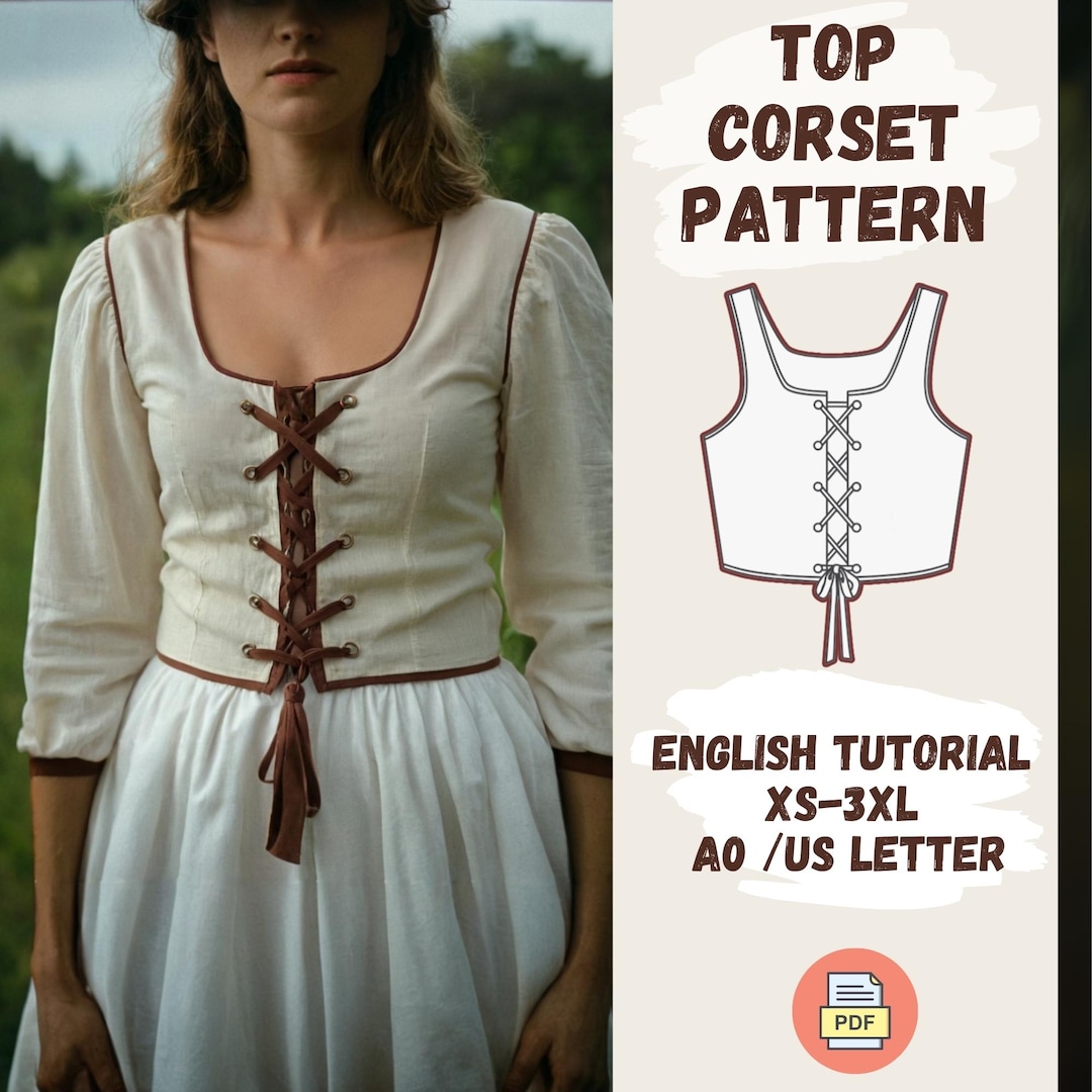 Sewing Top Corset Pattern | Cottagecore Corset Pattern | Renaissance ...