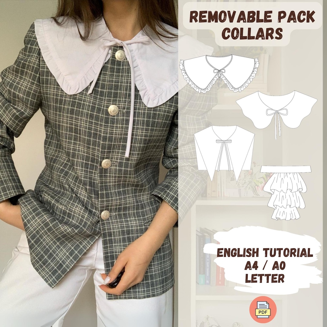 Removable Collar Sewing Pattern PDF - 4 Collar Designs, Detachable ...