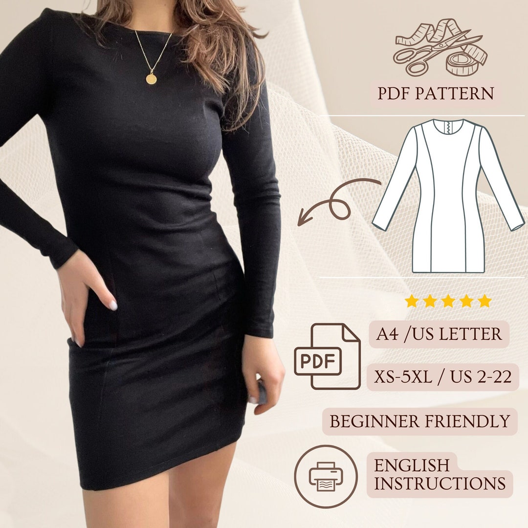 Bodycon Dress Pattern | XS-5XL PDF | Mini Dress Pattern | Strech Dress ...
