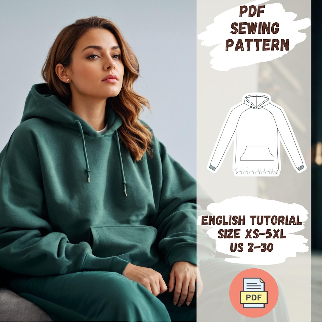 Oversized Hoodie PDF Sewing Pattern, Women Hoodie, XS-5XL, Sweatshirt Pattern, Loungewear ...