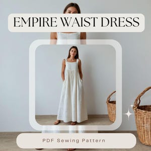 Linen Maxi Dress Sewing Pattern - PDF, Sleeveless Boho Summer Dress ...
