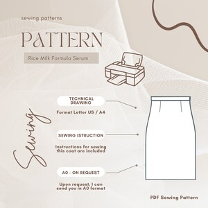 High Waist Skirt PDF Sewing Pattern Women Office Skirt Pattern Pencil ...