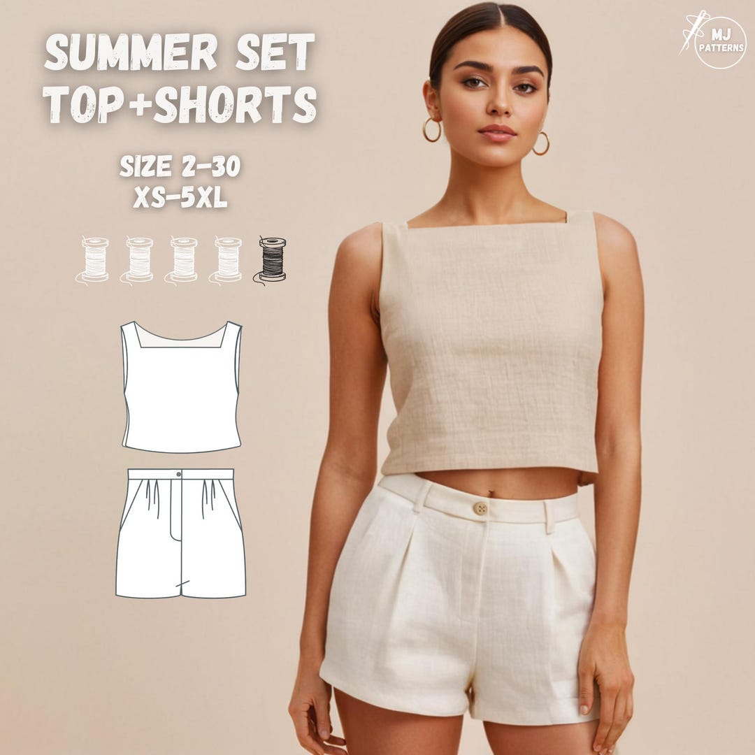 Summer Set Top and Shorts PDF Sewing Pattern With English Tutorial ...
