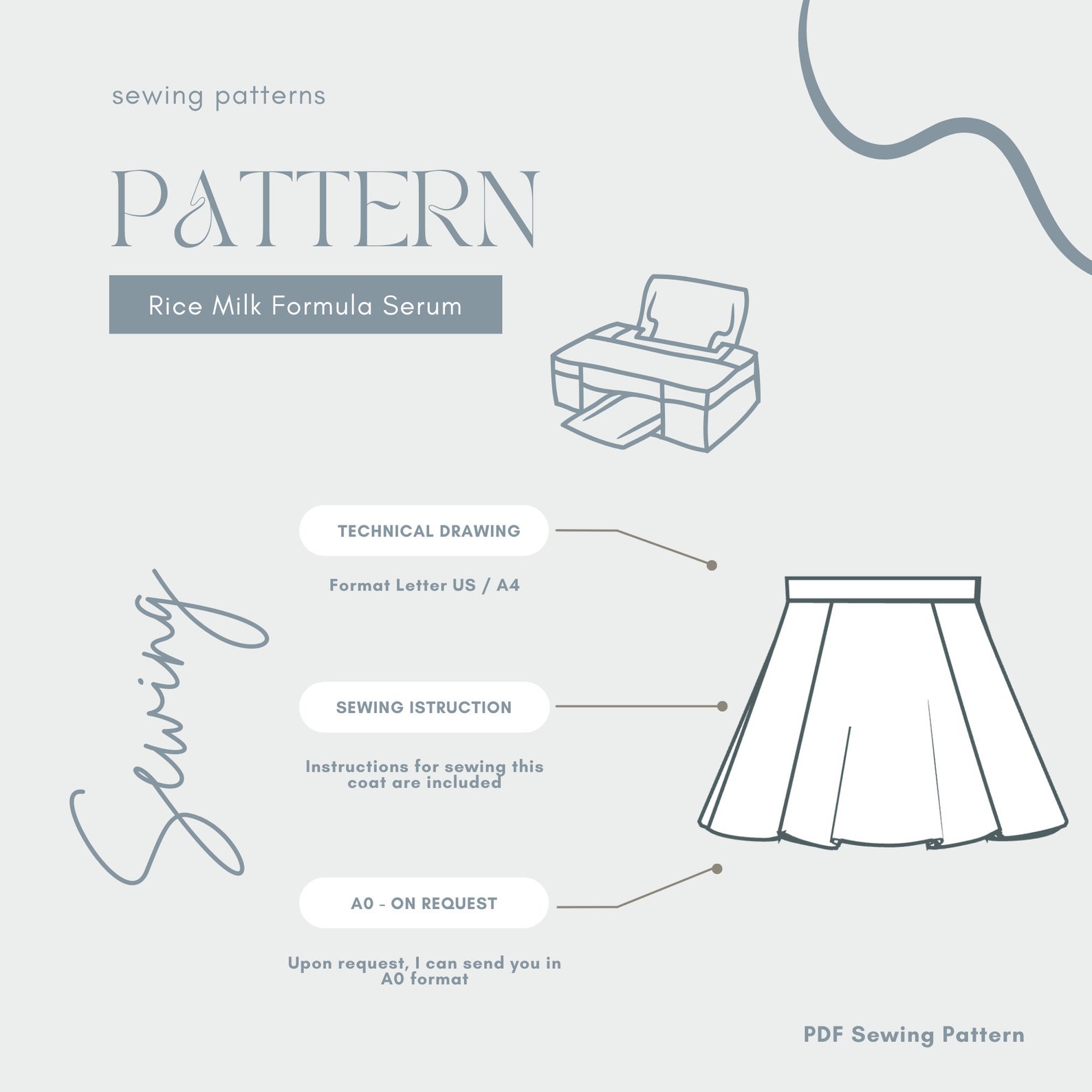 School Skirt PDF Sewing Pattern / Easy Womens Skirt Pattern / XS-5XL ...