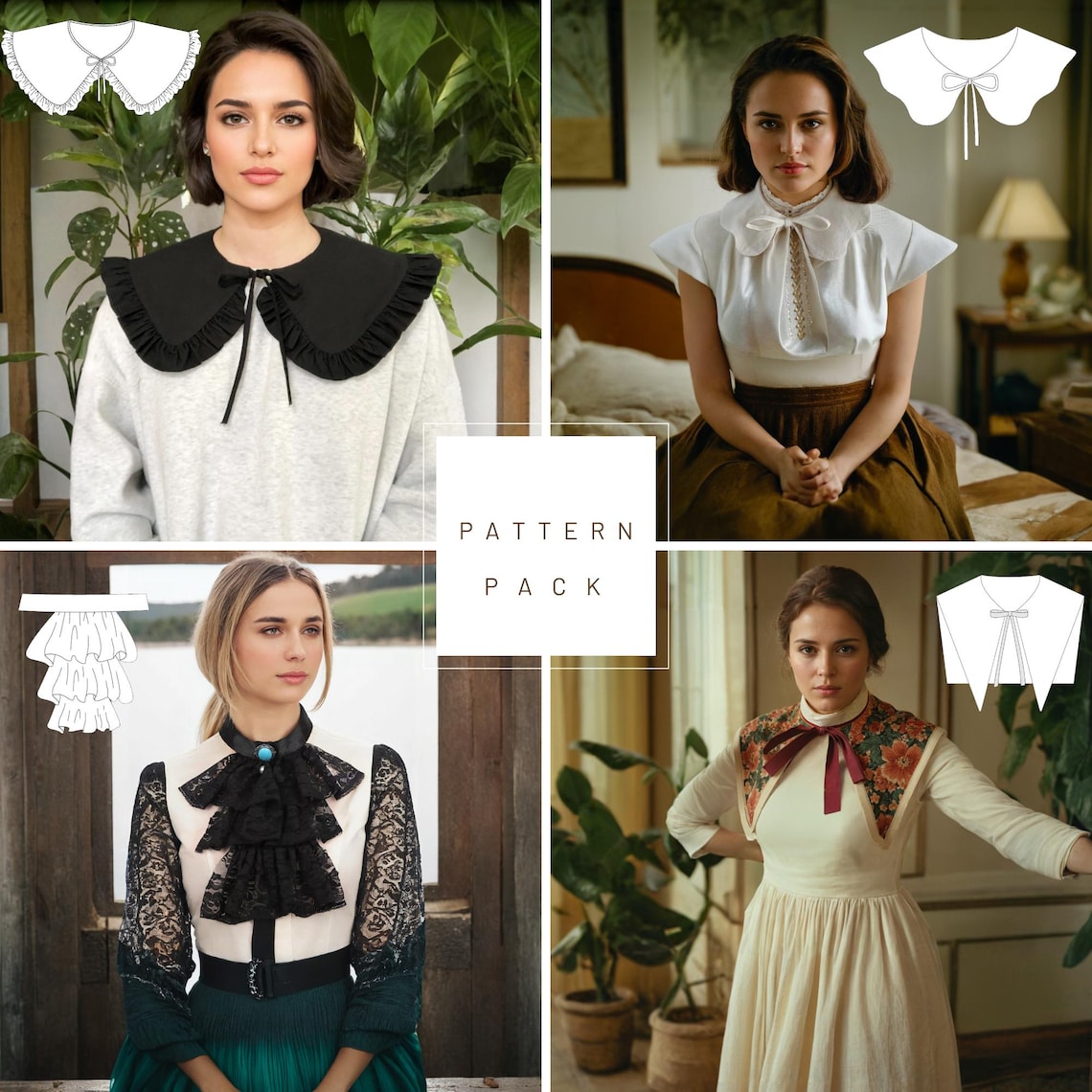 Detachable Collar Pack 4 PDF Sewing Pattern | Instant Download A4, US ...
