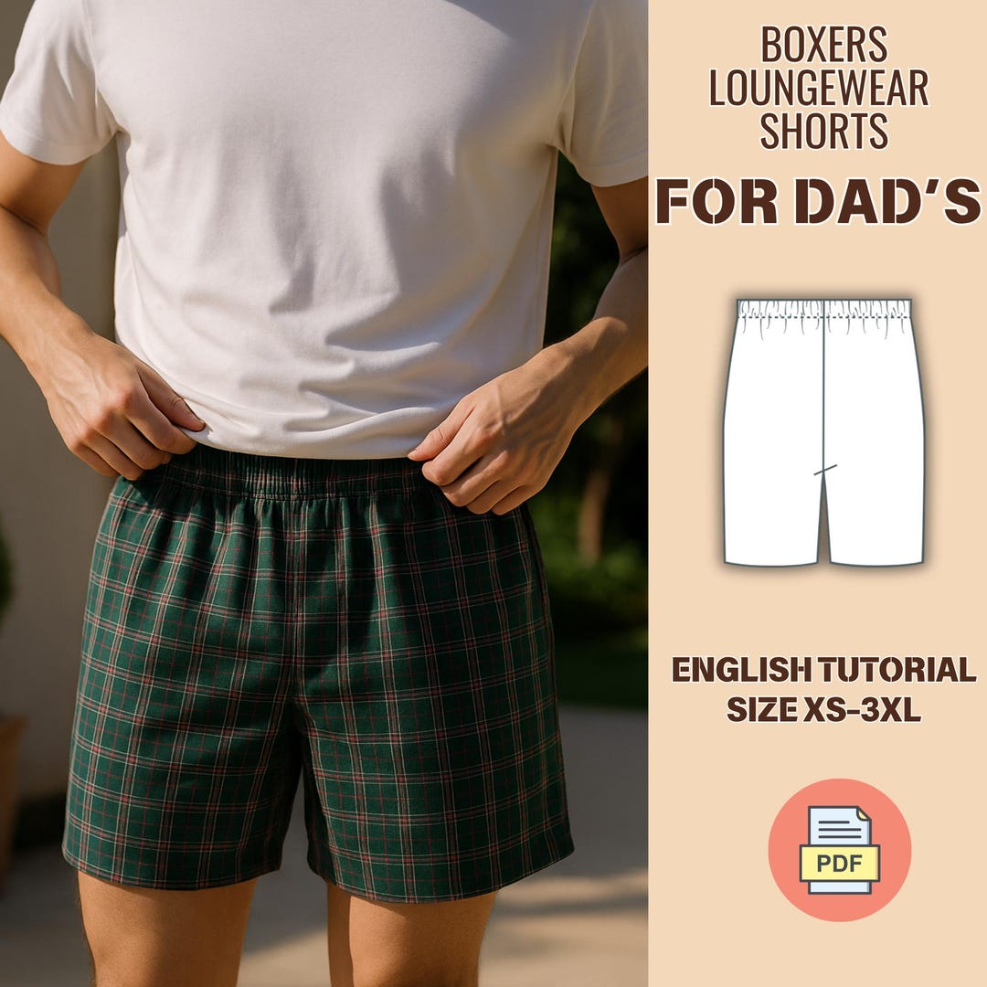 Men's Plaid Cotton Shorts Pattern PDF – Easy Sewing Pattern for Men’s ...