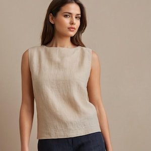 Simple Linen Summer Top Sewing Pattern – Women’s Sleeveless Blouse PDF ...