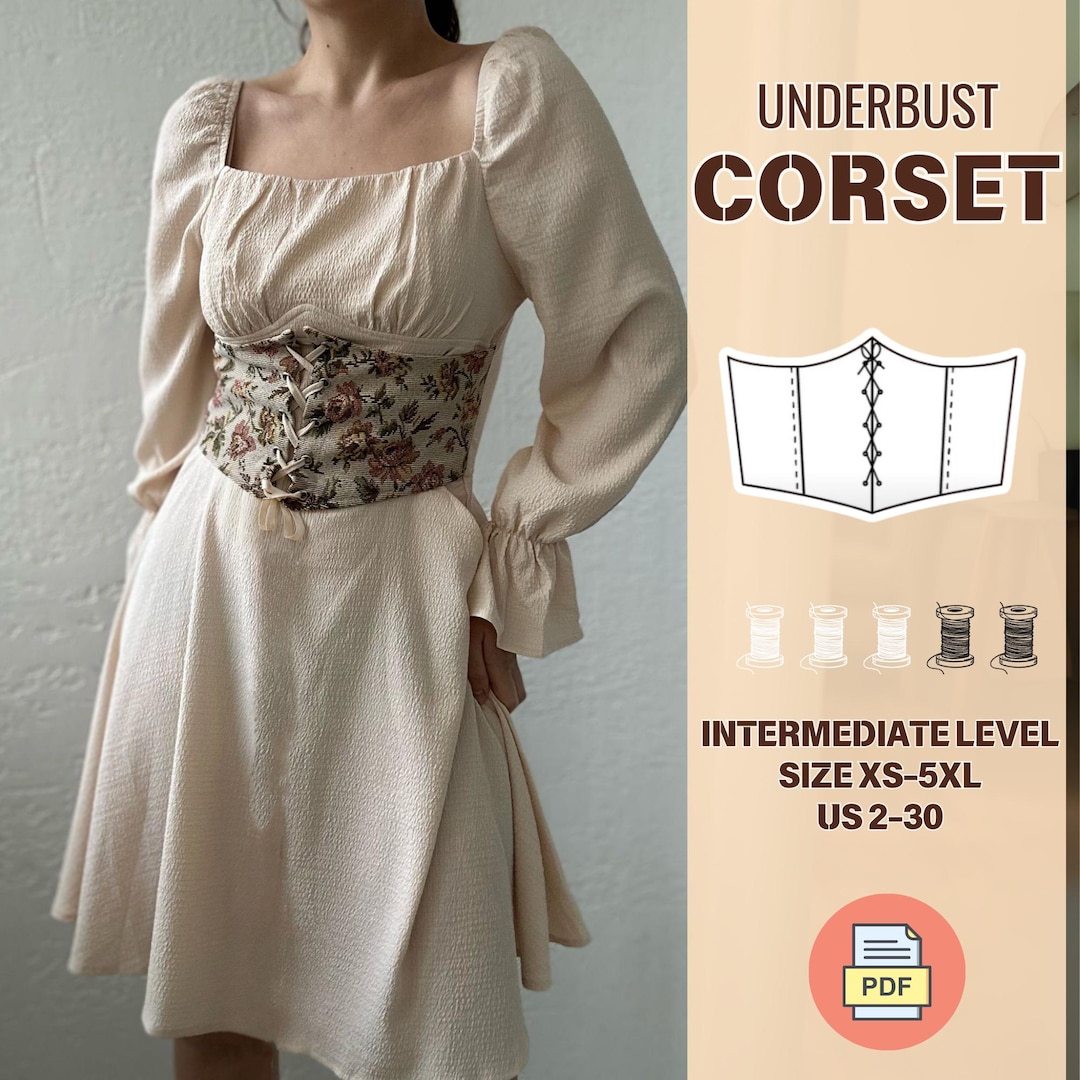 Underbust Corset Sewing Pattern PDF | Intermediate Level English ...