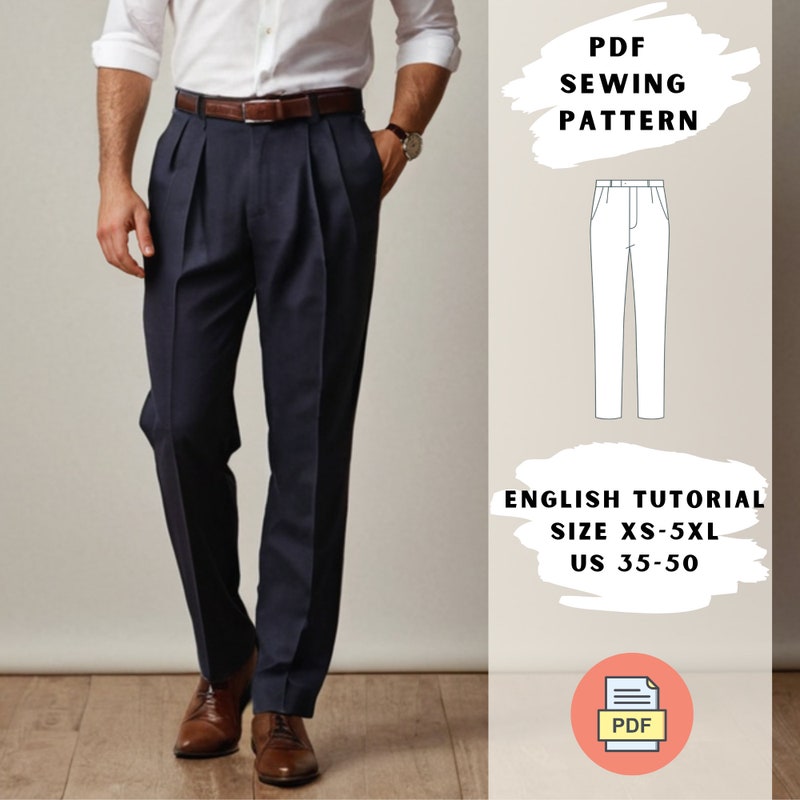 Slacks Men Sewing Pattern - Etsy