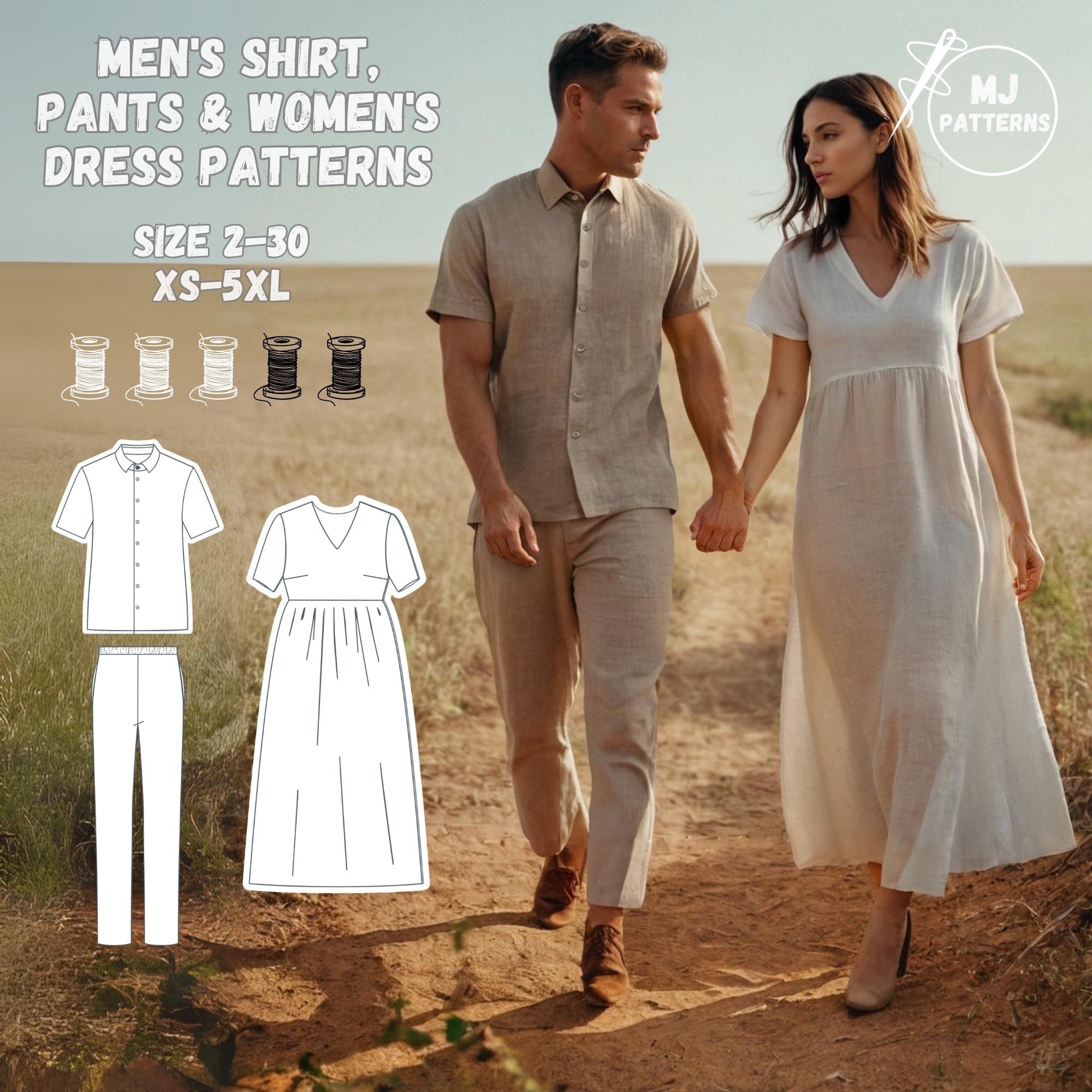 Linen Set Bundle Sewing Pattern | Linen Dress and Shirt Pants Sewing ...