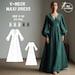 Elegant Bishop Sleeve Dress Sewing Pattern – V-neck Maxi Dress Design ...