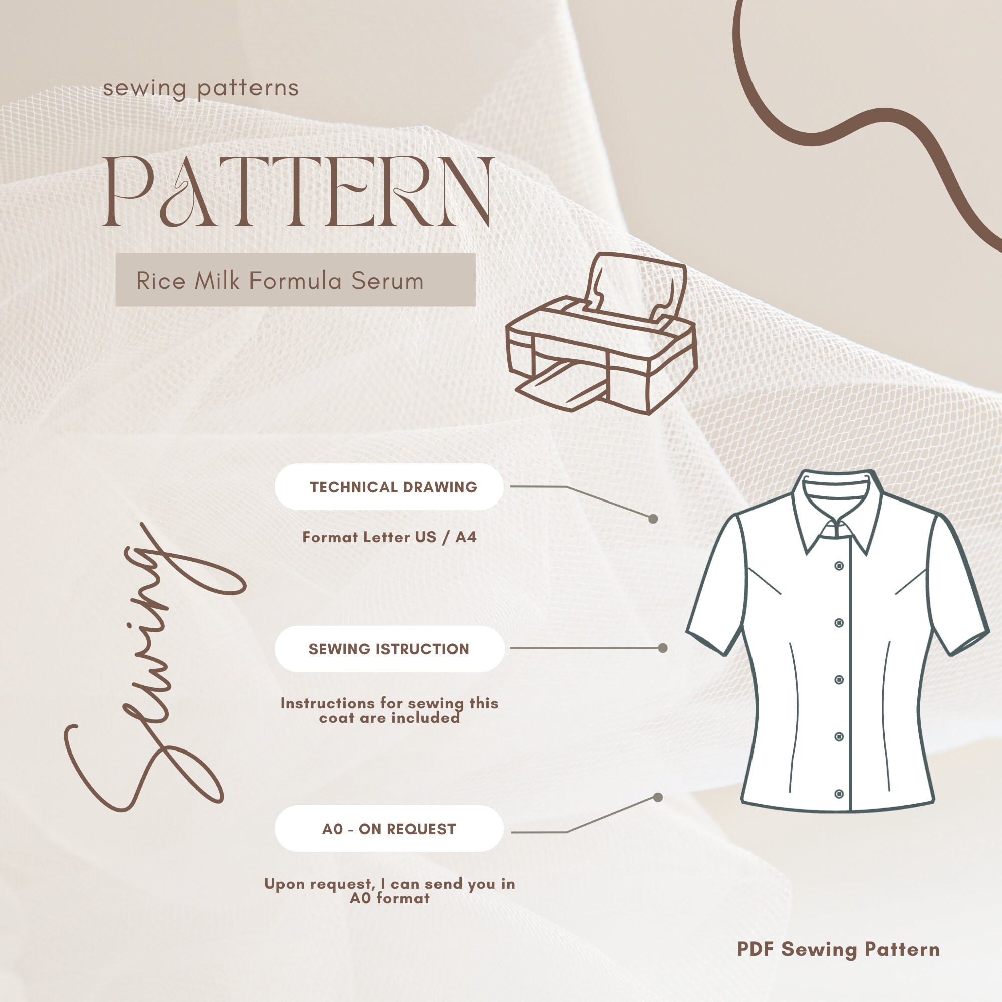 Short Sleeve Blouse PDF Sewing Pattern Button up Shirt PDF Pattern ...