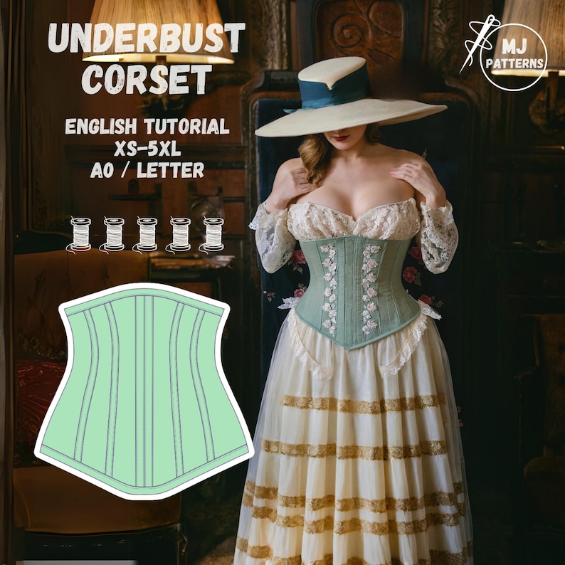 Underbust Corset Pattern, Belt Corsets Waist, Victorian Corset Dress ...
