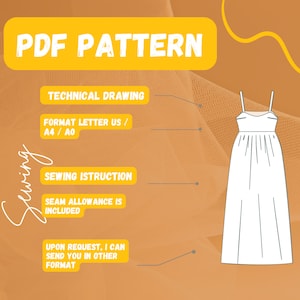 Spaghetti Strap Maxi Dress Sewing Pattern, Sleeveless Sundress With ...