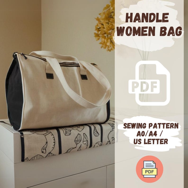 Tote Bag Sewing Pattern PDF - DIY Bag Template for Handle Women Bag ...