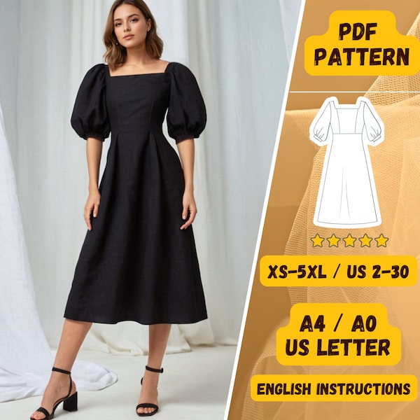 Midi Dress Pattern - Etsy UK