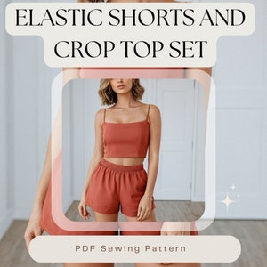 Set Crop Top + Shorts Sewing Pattern | Easy Digital PDF | Women's ...