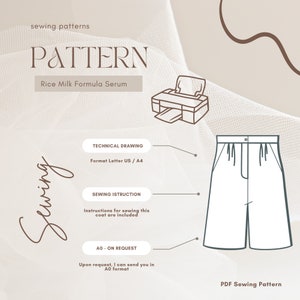 High Waist Shorts PDF Pattern Women Button Cotton Shorts Sewing Pattern ...