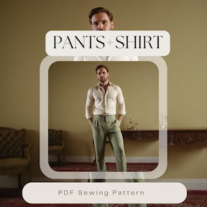 Classic Men's Shirt and Pants Set PDF Sewing Pattern- Elegant Formal ...