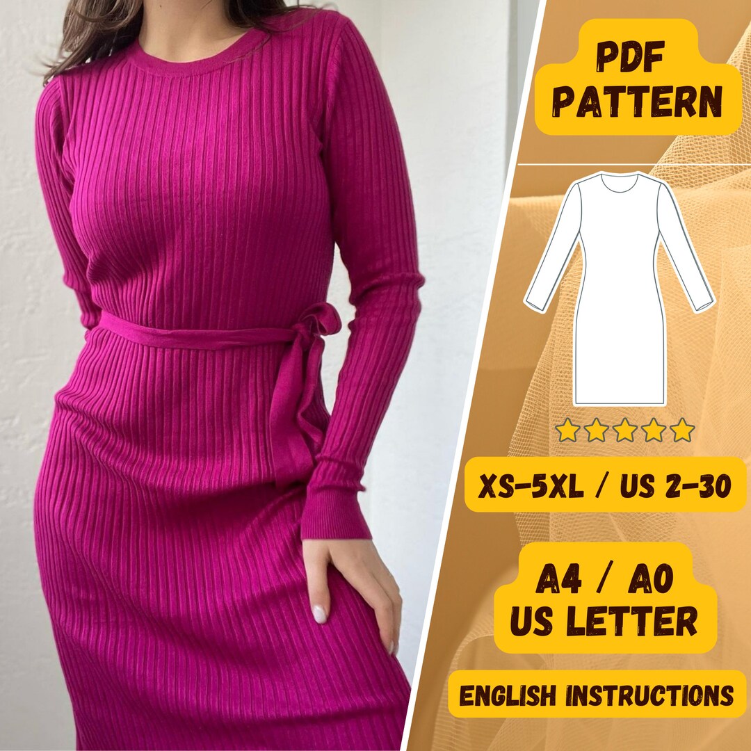 Fitted Dress Sewing, Autumn Winter Dress, Warm Dress, Pdf Sewing Dress ...