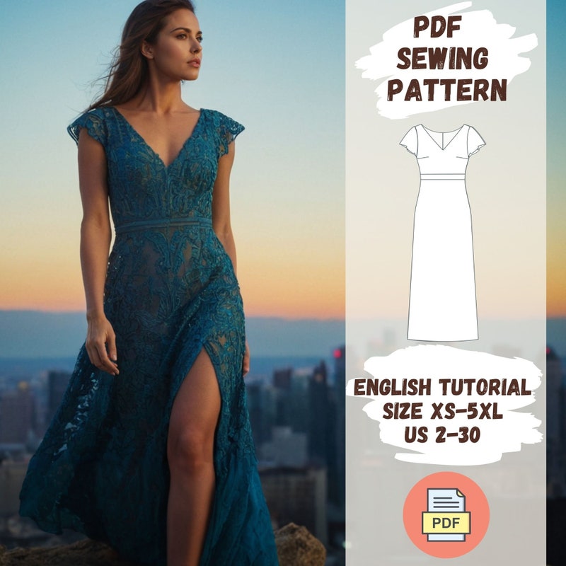 Satin Lace Dress Pattern - Etsy