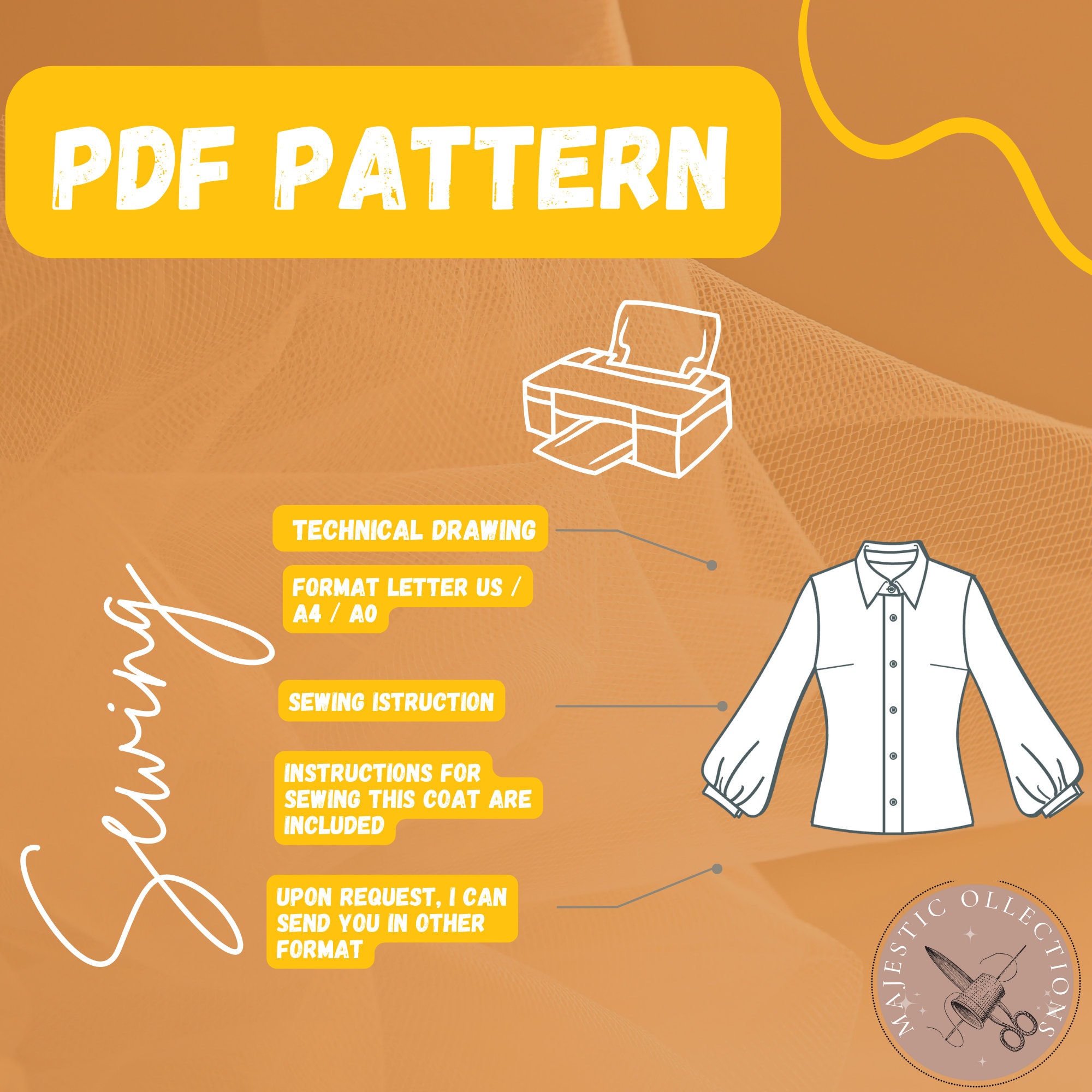 Lantern Sleeve Blouse, Sewing Pattern, Poet Shirt Pattern , PDF ...