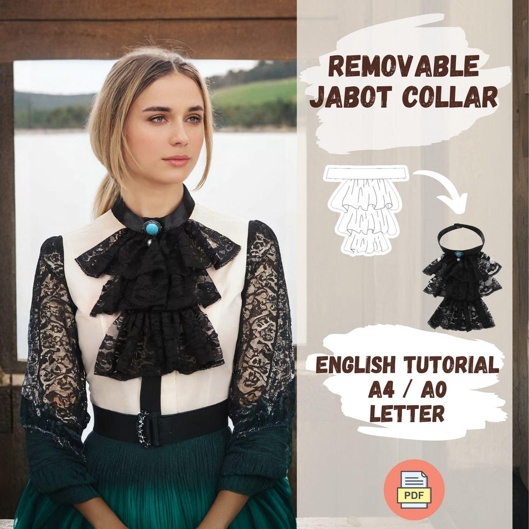 Gothic Victorian Lace Jabot Necktie Sewing Pattern, Lace Ruffled ...
