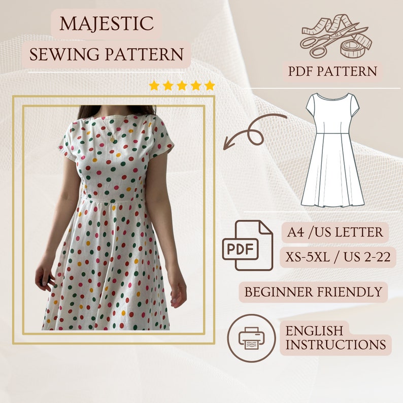 Simple Dress Sewing Pattern PDF Easy Sewing Pattern Women Cotton - Etsy